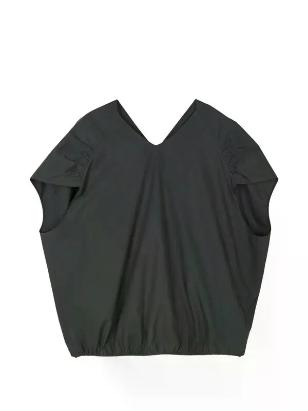 LESS O-silhouette V-neck Blouse - Grey