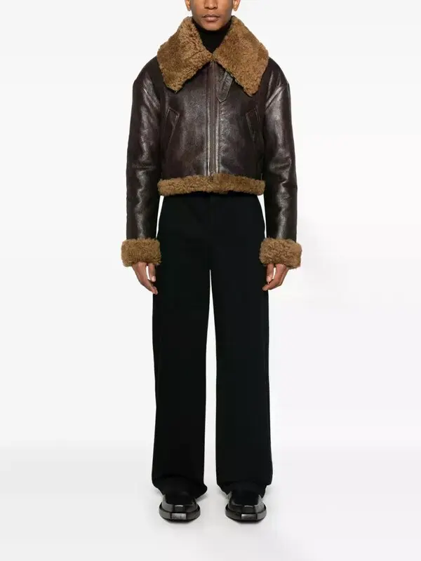Vetements Shearling Trim Leather Jacket