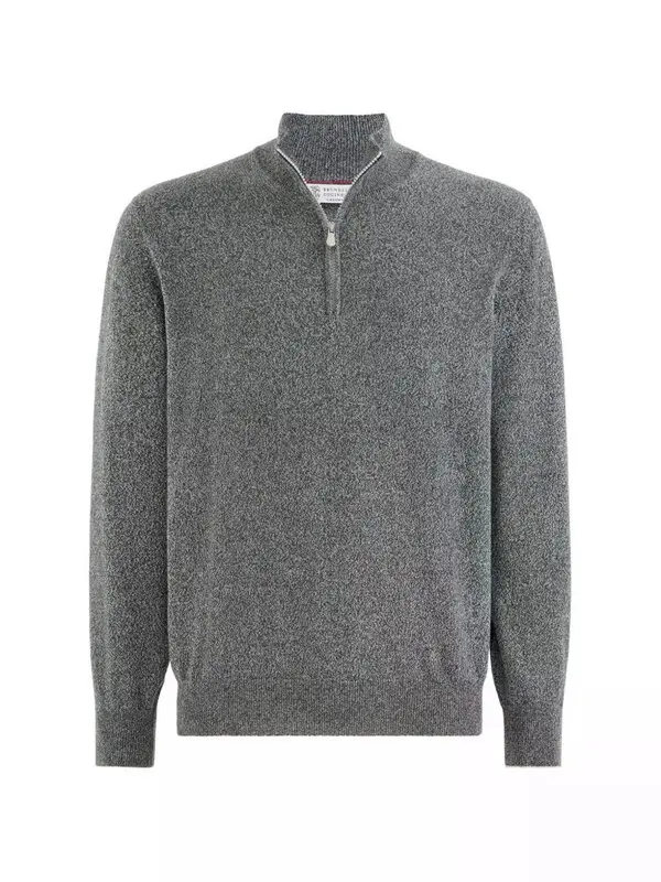Brunello Cucinelli Mouliné Cashmere Sweater With Half Zip
