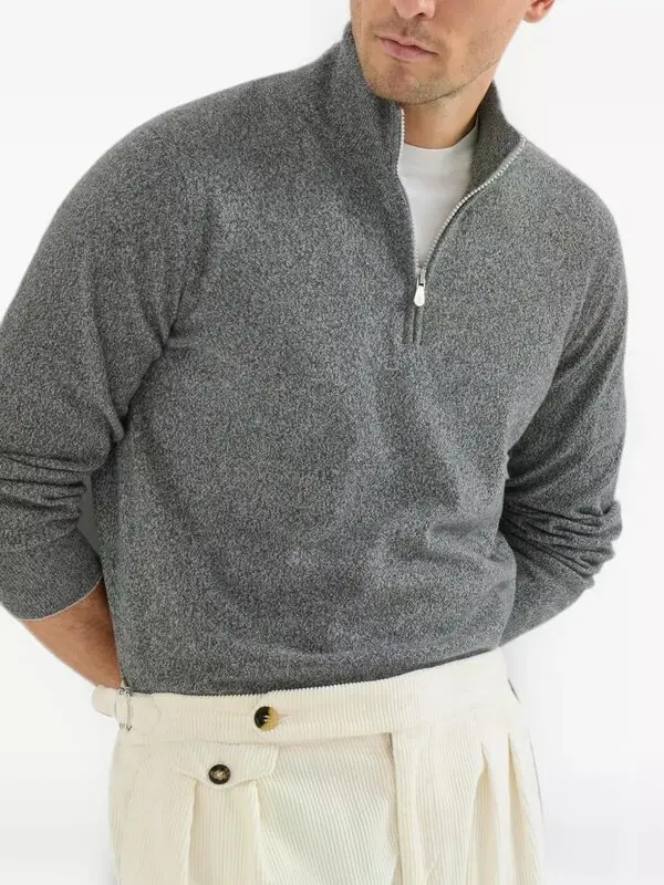 Brunello Cucinelli Mouliné Cashmere Sweater With Half Zip