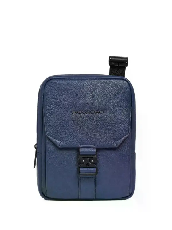 PIQUADRO Buckle-fastening Pebbled-leather Bag - Blue