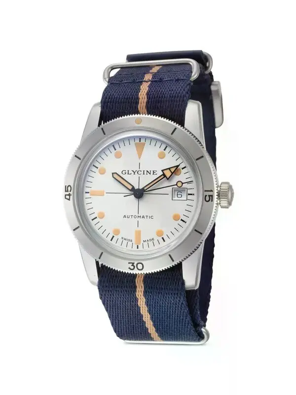 GLYCINE Sea Kraken 39mm Automatic Watch With Rotating Bezel - White