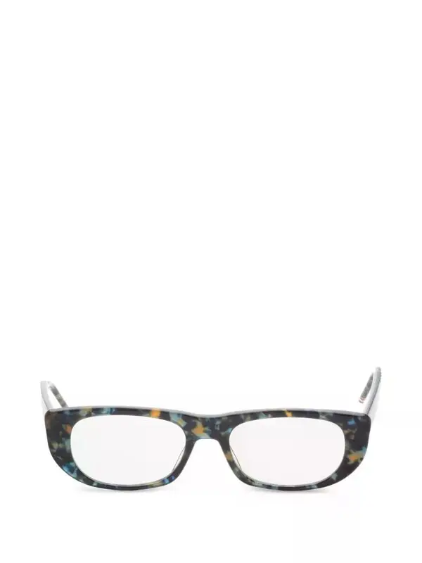 Thom Browne Tortoiseshell-effect Rectangle-frame Eyeglasses - Blue