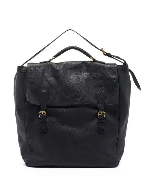 Burberry Buckle-fastened Leather Weekend Bag - Black