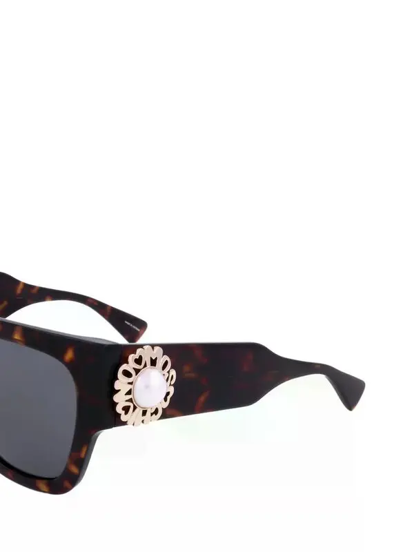 Moschino Tortoiseshell-effect Logo Plaque Sunglasses - Brown