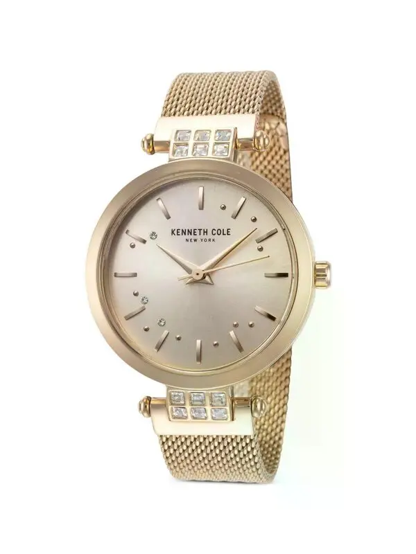 KENNETH COLE Crystal-embellished Mesh 34mm Watch