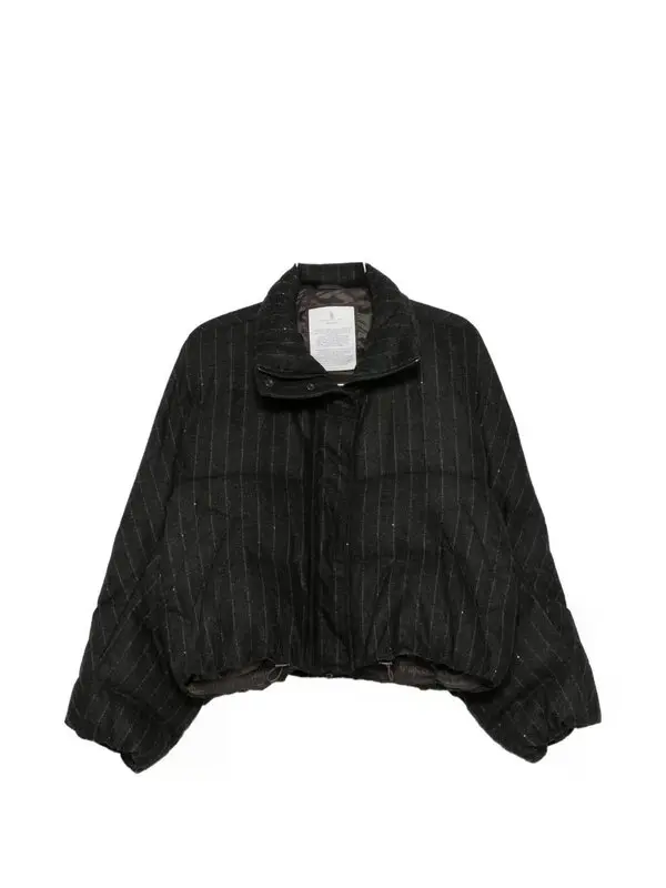 Brunello Cucinelli Padded Striped Jacket - Grey