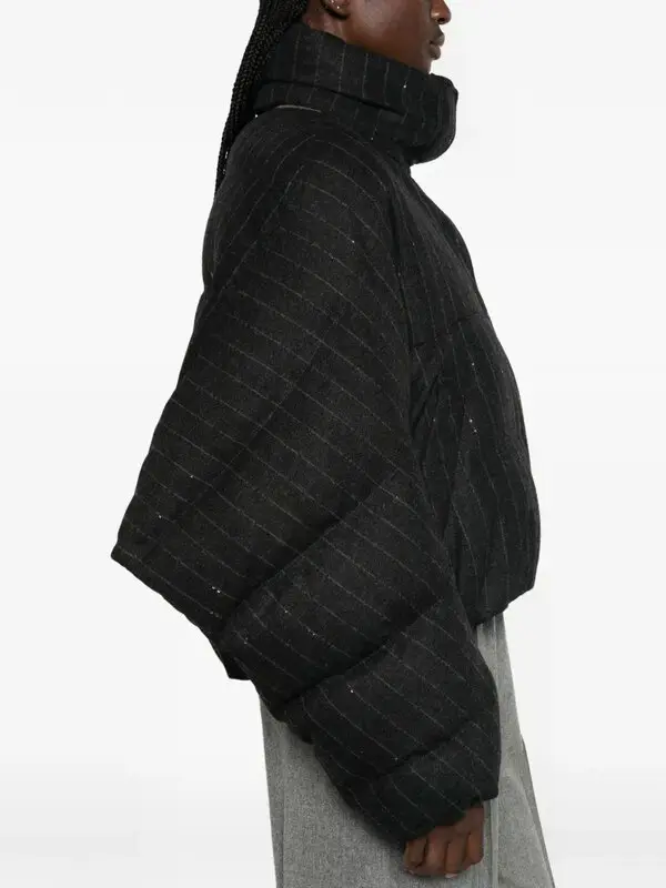 Brunello Cucinelli Padded Striped Jacket - Grey