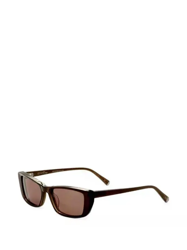 TURA Kate Young Rectangle Frame Sunglasses - Brown