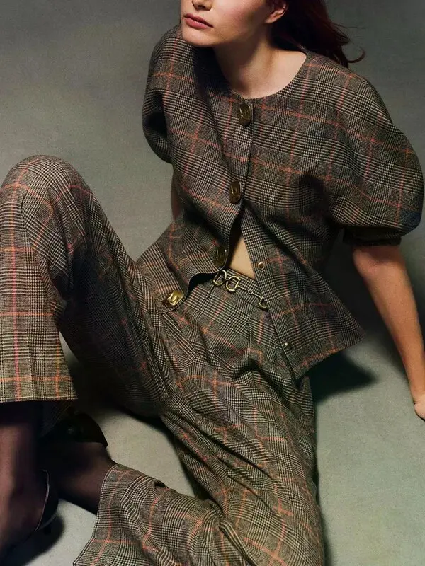 Cara Cara Emerson Plaid Chain-link Trousers