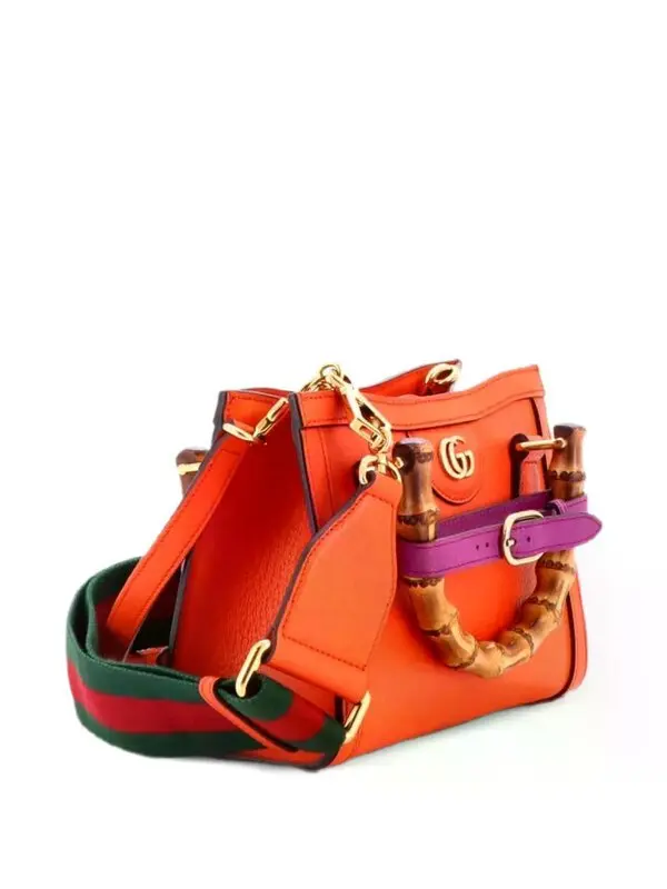 Gucci Diana Nm Bamboo Handle Tote Leather Mini Crossbody Bag - Orange