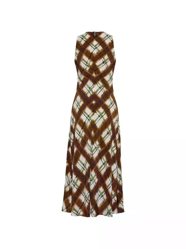 Cara Cara Plaid Print Cowl Neck Midi Dress