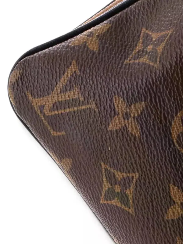 LOUIS VUITTON Double Zip Pochette Reverse Monogram Giant Clutch Bag - Brown
