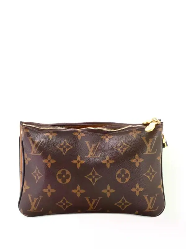 LOUIS VUITTON Double Zip Pochette Reverse Monogram Giant Clutch Bag