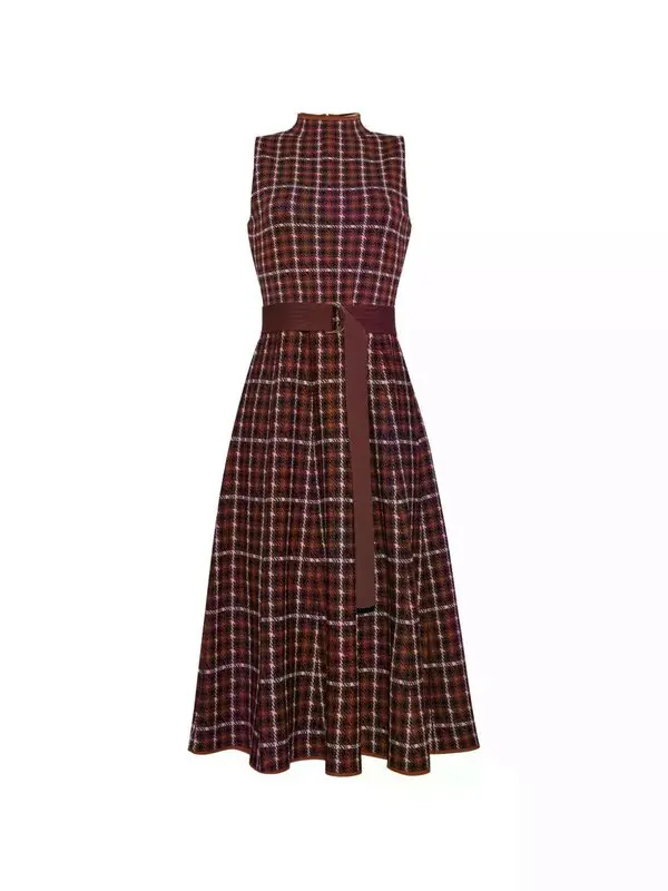 Cara Cara Brice Check-print Belted Midi Dress