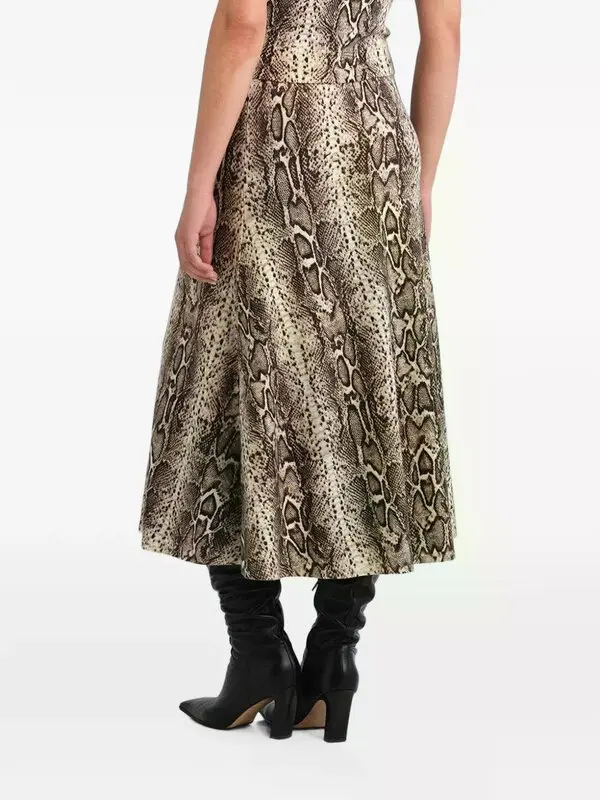 Cara Cara Sandra Snake-print Wool Midi Skirt