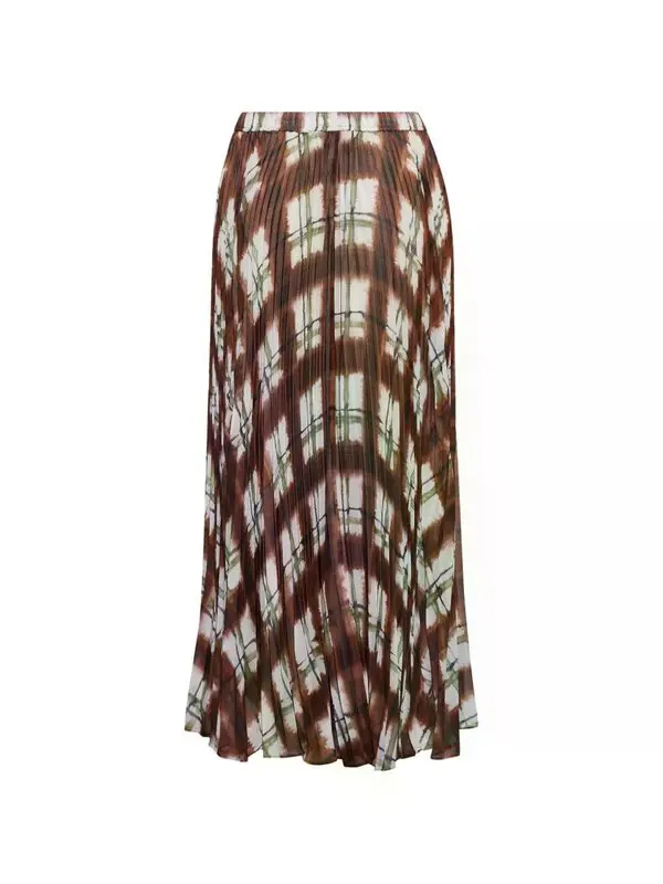Cara Cara Pleated Plaid Maxi Skirt - Brown