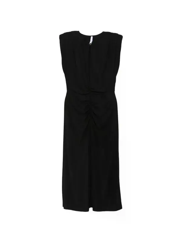 Imperial Ruched Sleeveless Midi Dress - Black