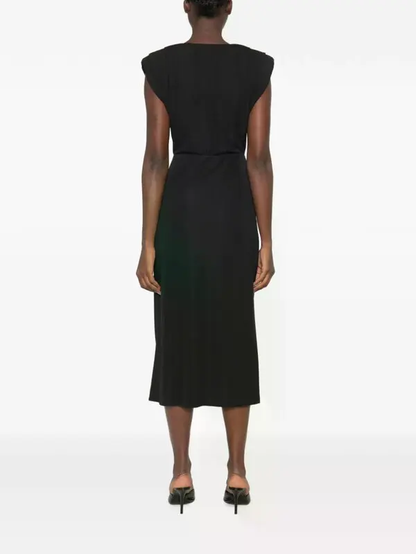 Imperial Ruched Sleeveless Midi Dress - Black