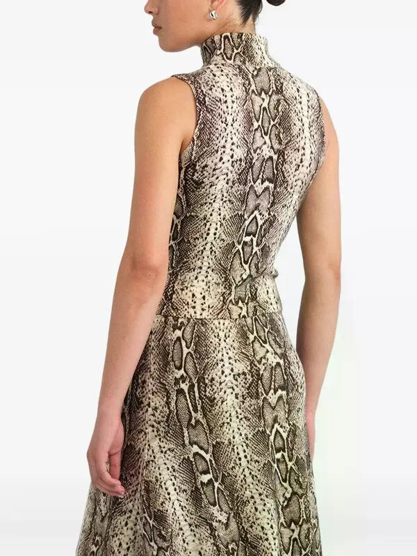Cara Cara Sleeveless High Neck Snake-print Top