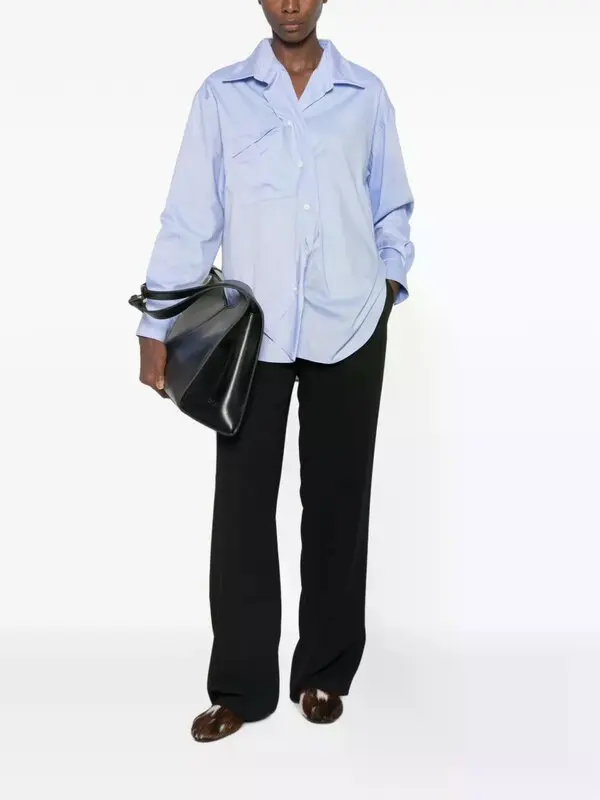 SYSTEM Asymmetrical Front Chest Pocket Shirt - Blue