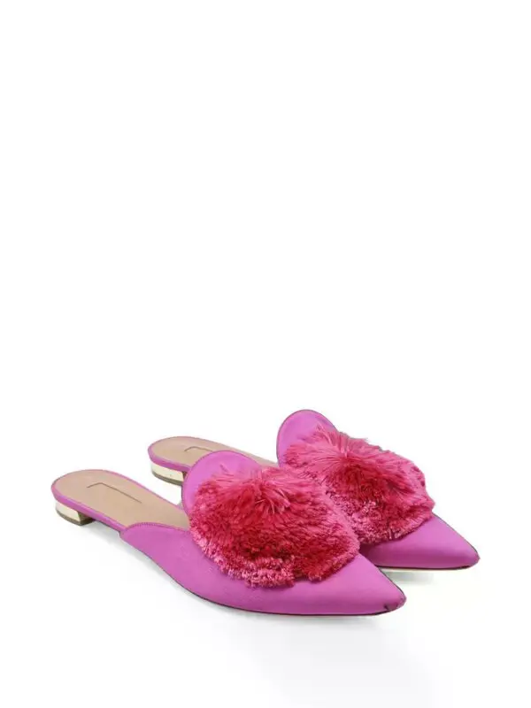 AQUAZZURA Powder Puff Pompom-embellished Mules