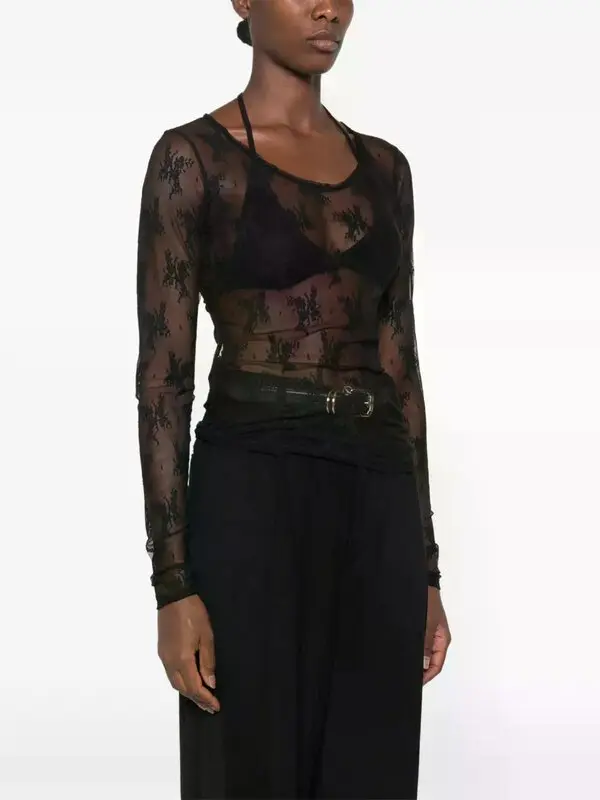 Imperial Lace-patterned Long-sleeve Top