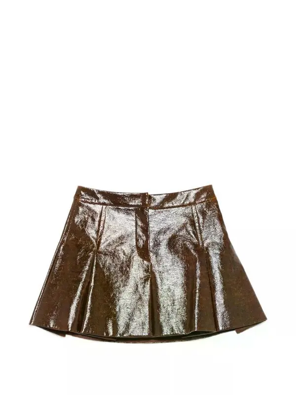 Sportmax Patent Finish A-line Mini Skirt - Brown