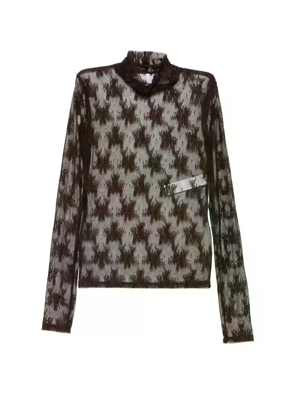 Imperial Floral Lace Roll-neck Top
