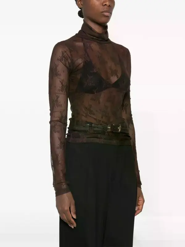 Imperial Floral Lace Roll-neck Top