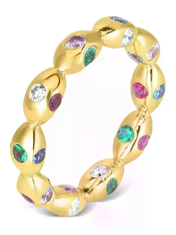 CICADA JEWELRY Sapphire And Ruby Bubble Ring In 18k Yellow