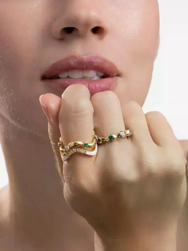 CICADA JEWELRY Sapphire And Ruby Bubble Ring In 18k Yellow