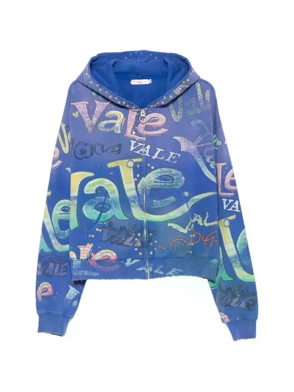 VALE FOREVER Stud-embellished Logo-print Hoodie
