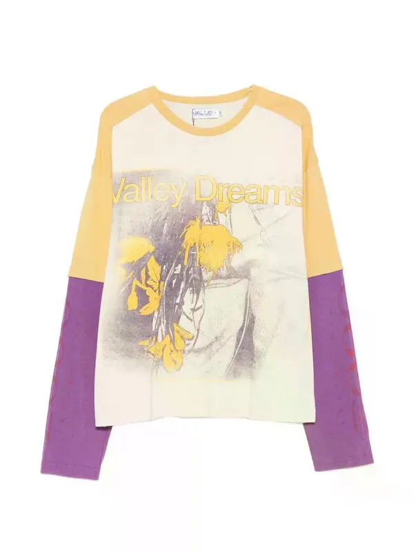 VALE FOREVER Graphic Print Layered Crew Neck Sweater