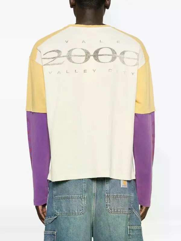 VALE FOREVER Graphic Print Layered Crew Neck Sweater