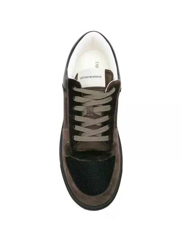 Emporio Armani Panelled Suede Lace-up Sneakers