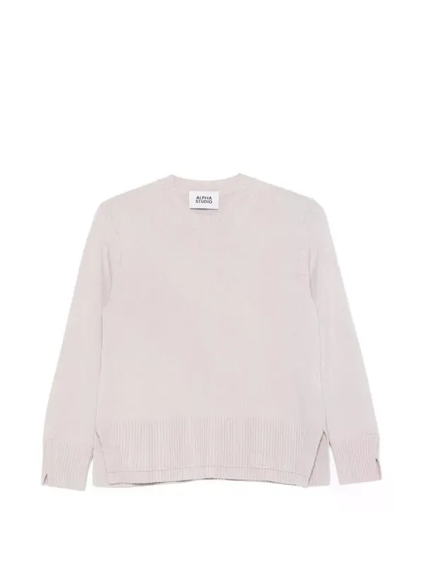 Alpha Studio Ribbed Trim Side Slit Knit