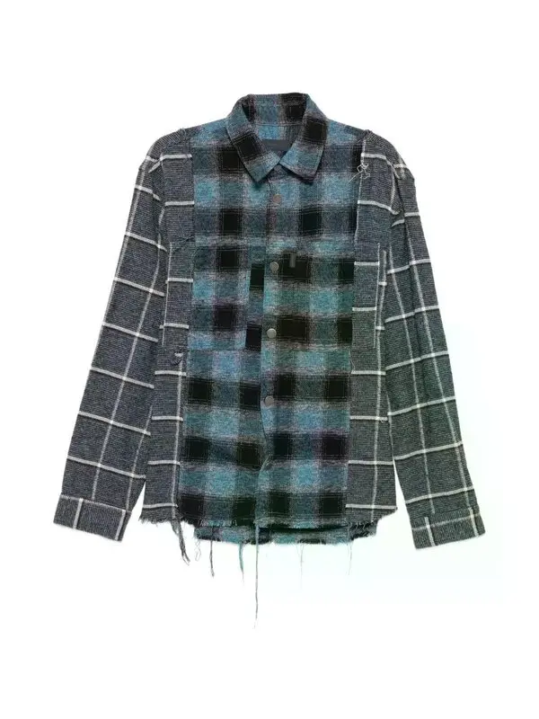 HAIKURE Check-pattern Frayed Shirt