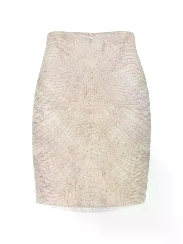 Elisabetta Franchi Embellished Crêpe Skirt - Neutrals