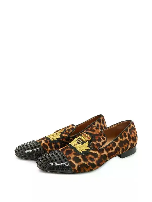 CHRISTIAN LOUBOUTIN Leopard Print Embellished Loafers