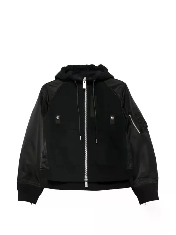 Sacai Panelled Zip-up Hoodie - Blue