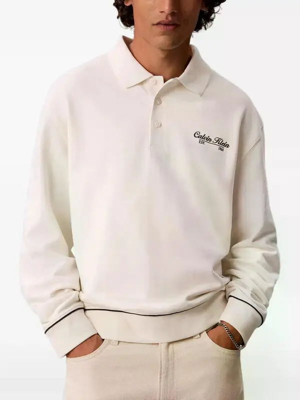 Calvin Klein Logo-embroidered Polo Sweater