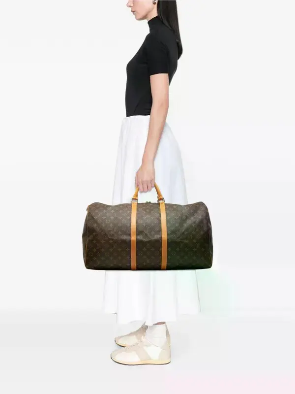 LOUIS VUITTON Monogram Keepall 60 Travel Bag - Brown