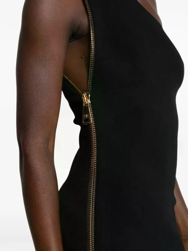 Elisabetta Franchi One-shoulder Maxi Dress With Zip Detail