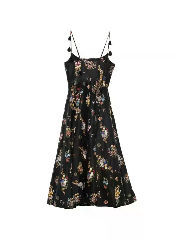 Camilla Crystal-embellished Floral Print Midi Dress - Black