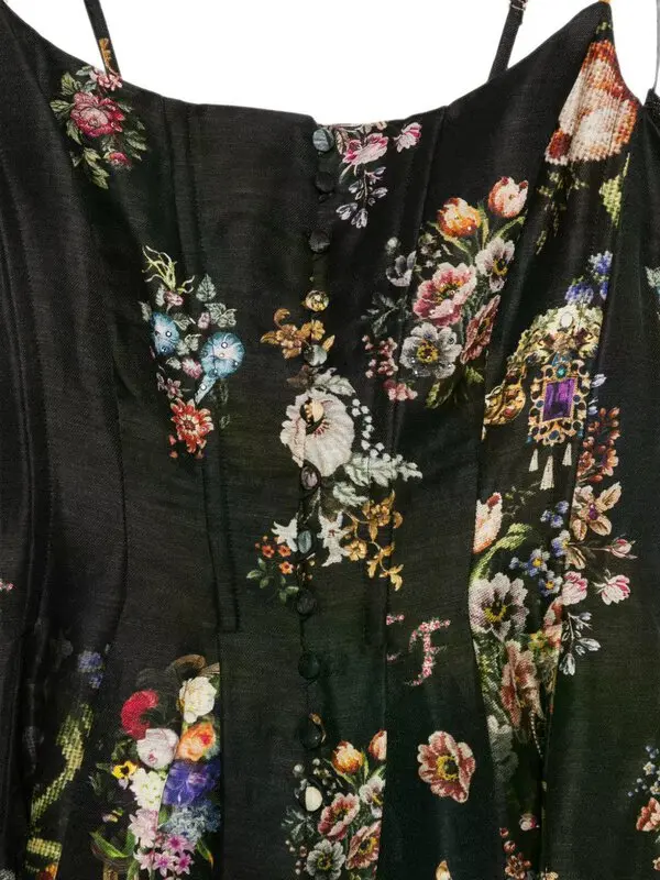 Camilla Crystal-embellished Floral Print Midi Dress - Black