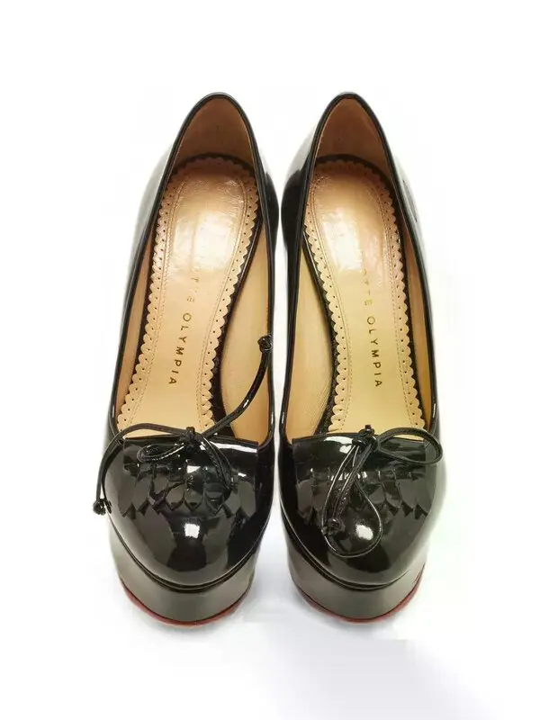 CHARLOTTE OLYMPIA Fringed Bow Platform Pumps