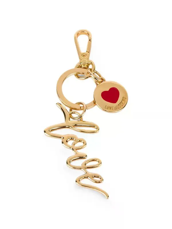 Moschino Heart-motif Script-logo Keyring