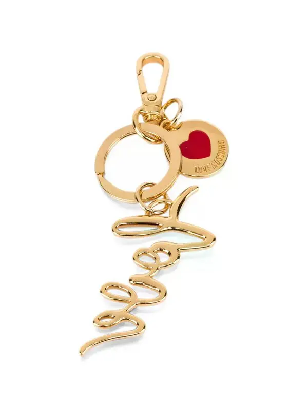 Moschino Heart-motif Script-logo Keyring