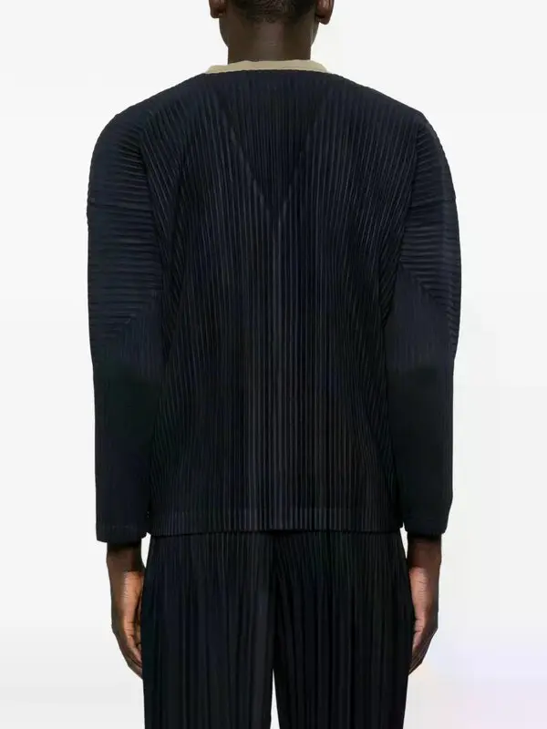 Issey Miyake Plissé-effect V-neck Sweater
